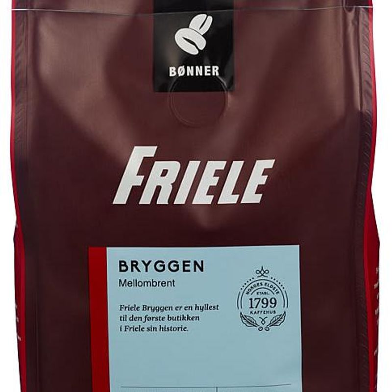 FRIELE BRYGGEN MELLOMBRENT BØNNER 500G - Kaffelageret.no